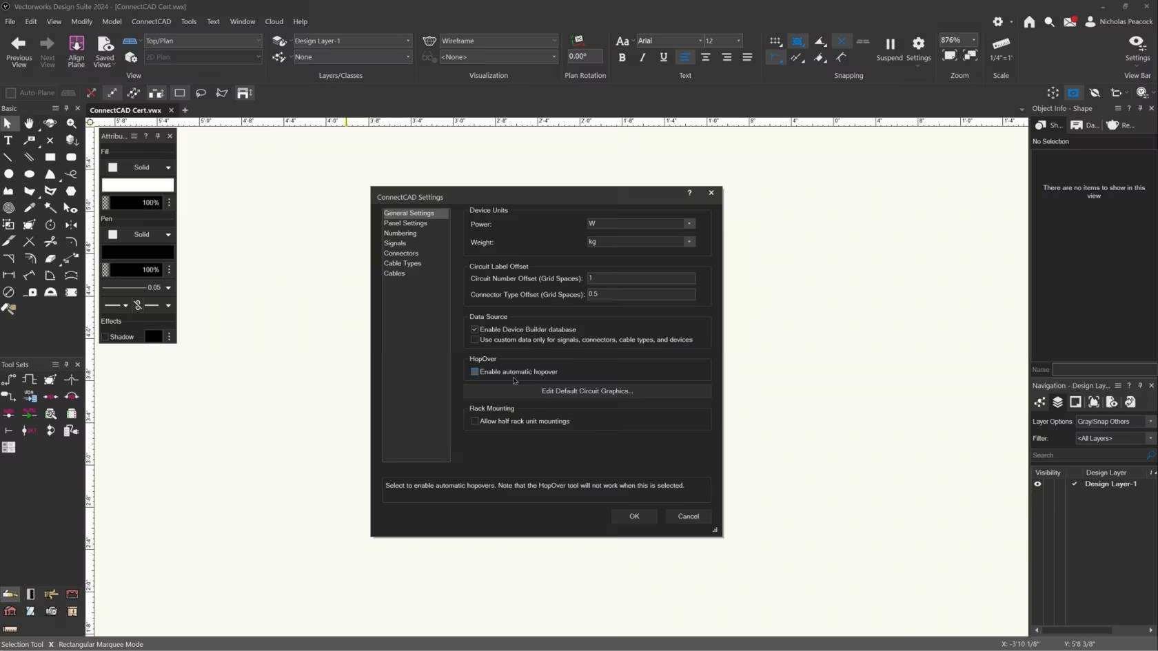 CONNECTCAD SETTINGS DIALOGUE 2024 | Vectorworks University